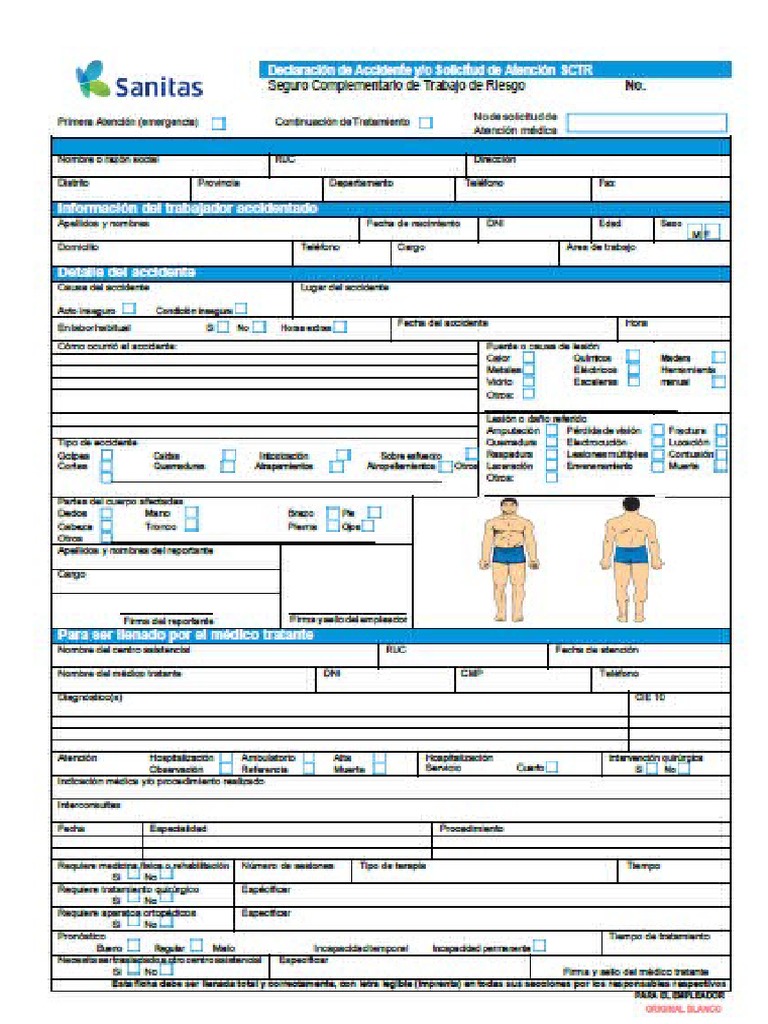 Hoja de Atencion SCTR Clinica Sanit | PDF