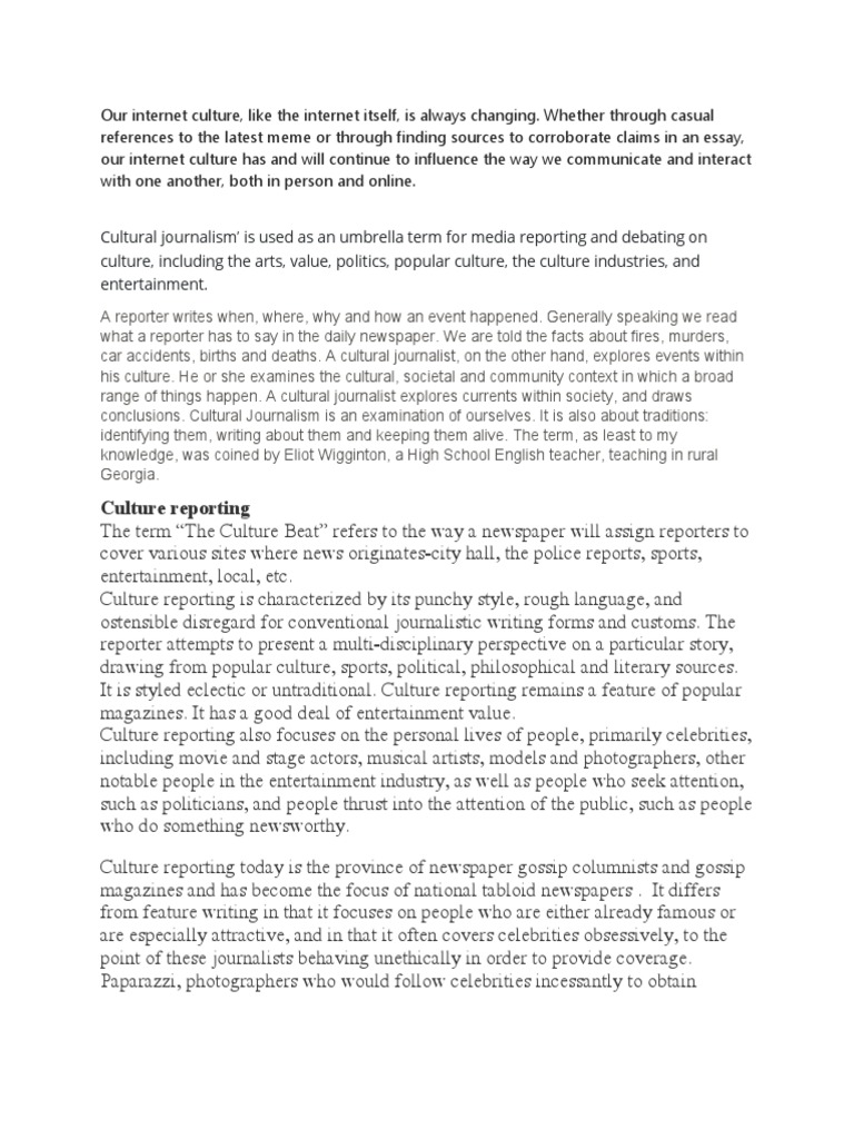 Our Internet Culture | PDF | Journalism | News