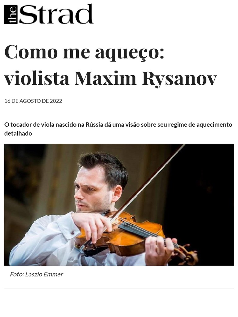 How I Warm Up - Violist Maxim Rysanov - Focus - The Strad | PDF ...