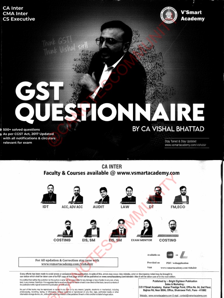 GST Ques Bank by Vishal Bhathad Sir | PDF