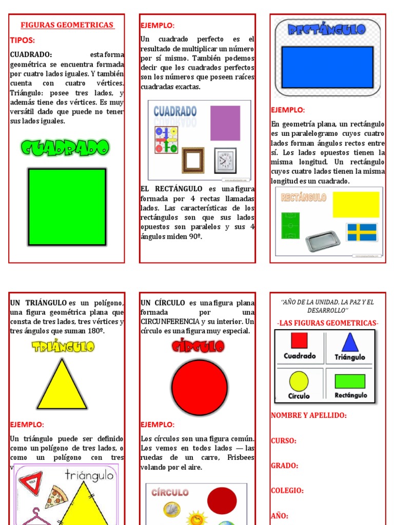 Triptico Figuras Geometricas Inicial | PDF | Matemáticas | Matemática Elemental