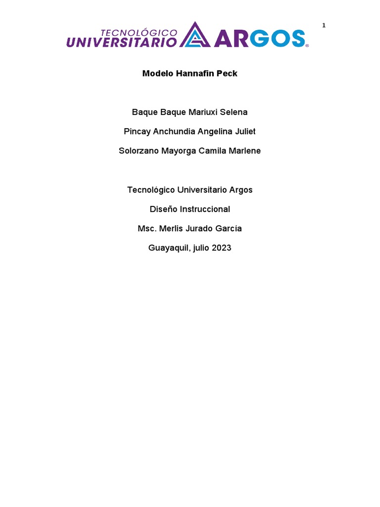 Modelo Hannafin y Peck: Fases y Evaluación | PDF | Diseño instruccional ...