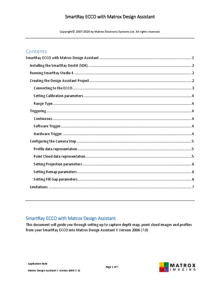 SmartRay ECCO With Matrox Design Assistant | PDF | Pixel | Computer File
