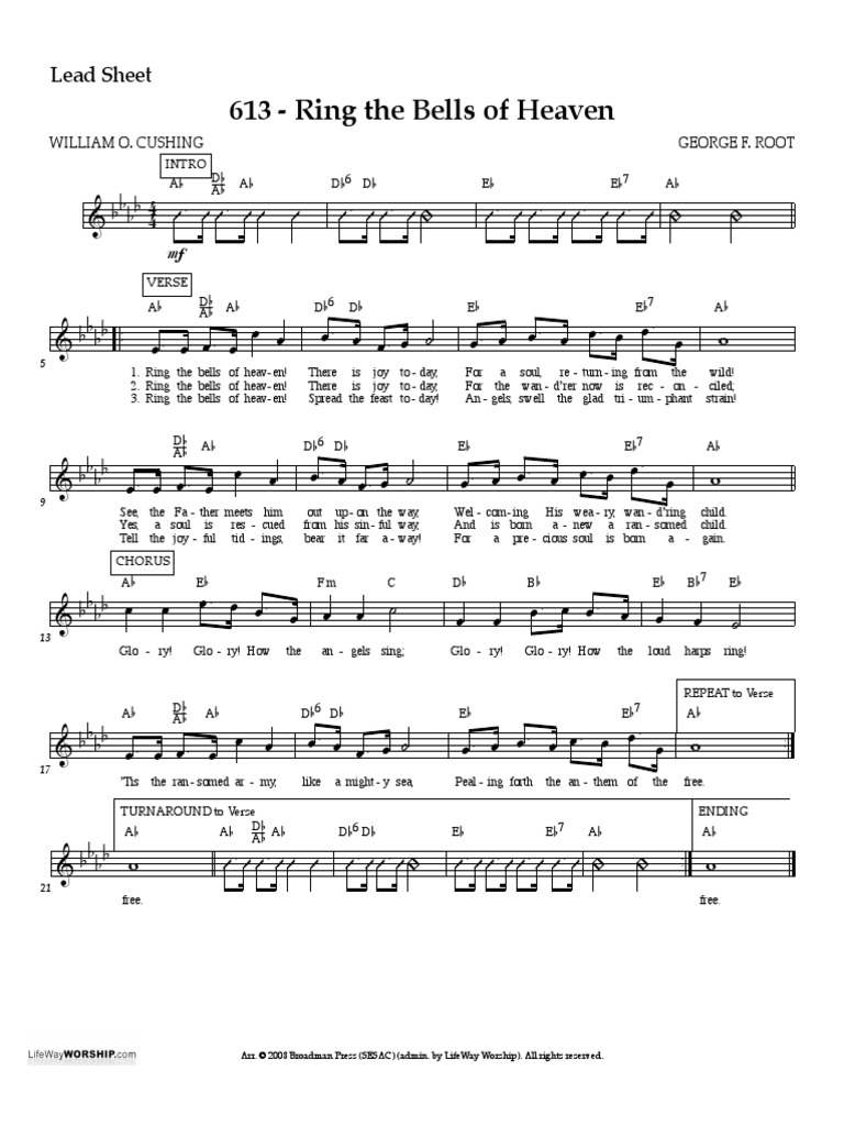 613 - Ring The Bells of Heaven: Lead Sheet | PDF