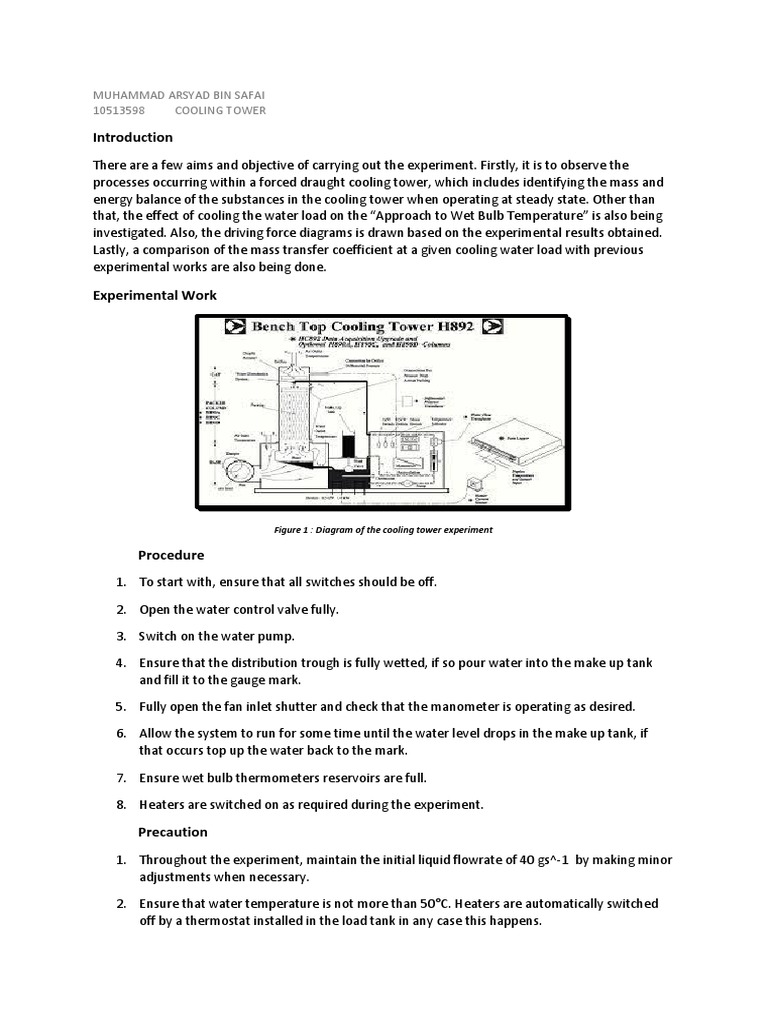 Cooling Tower Experiment Analysis | PDF | Enthalpy | Heat