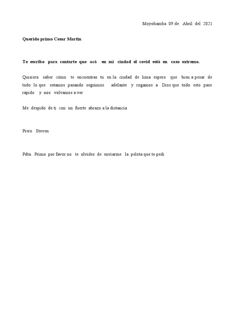 Carta A Mi Primo | PDF