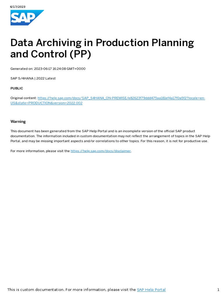 Archiving Master Recipes in SAP PP-PI | PDF | Information | Archive