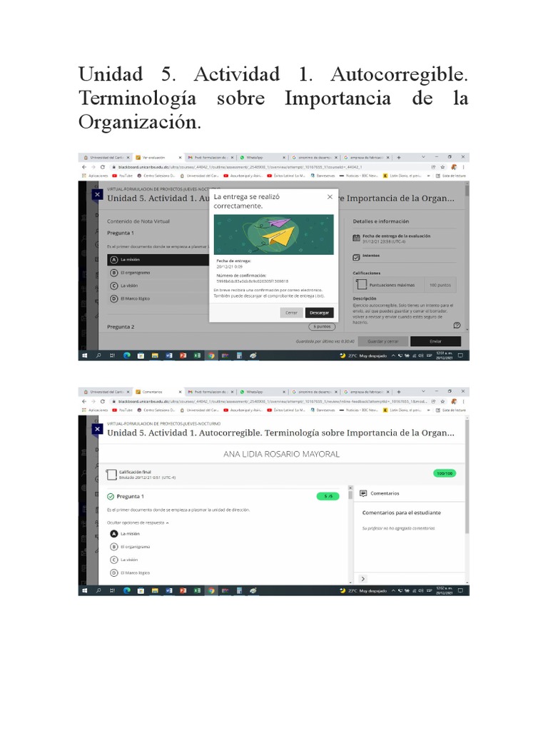 Autocorregible Unidad 5 | PDF