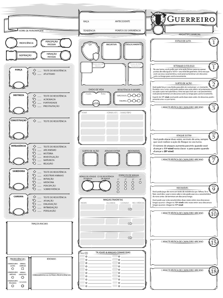 D D5E GuerreiroCavaleiroArcano FichaDeClasse UncensoredRPG | PDF