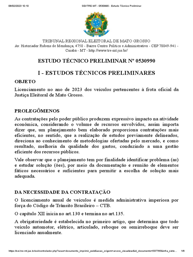 Estudo Técnico Preliminar | PDF | Economia