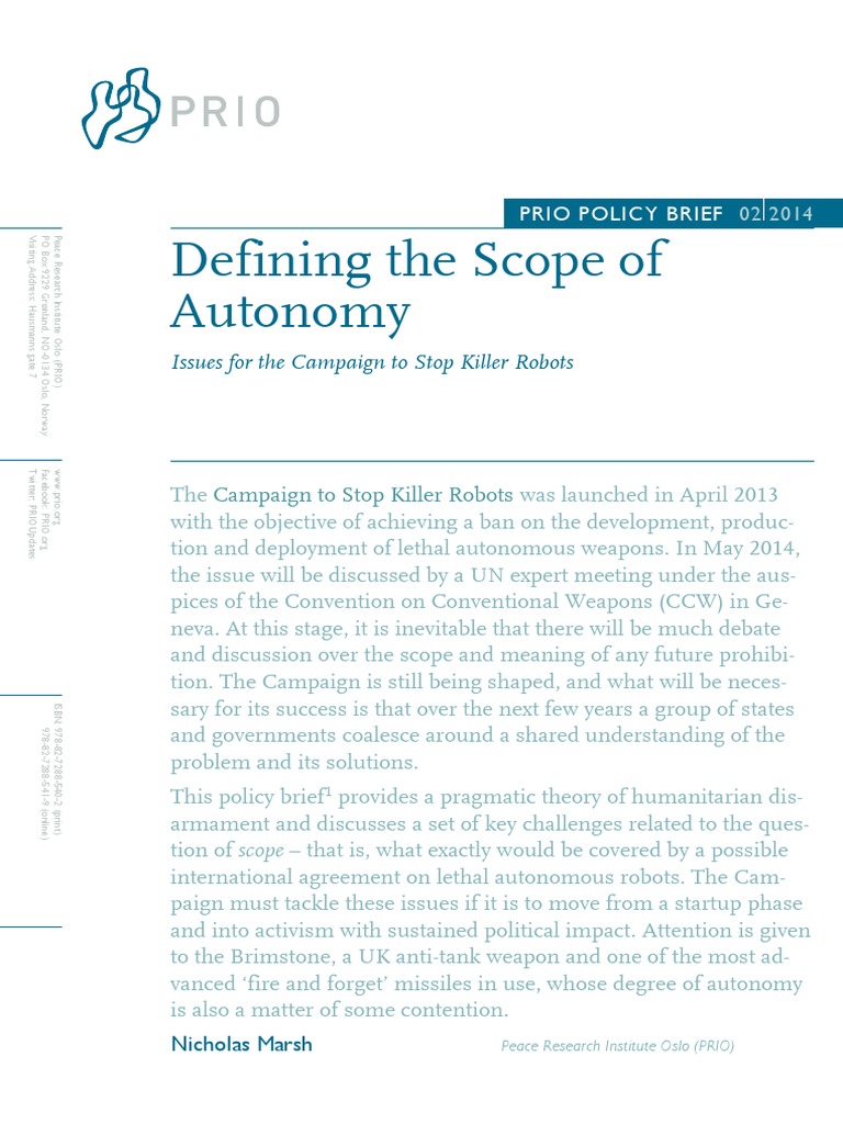 Defining The Scope of Autonomy - Nicholas Marsh | PDF | Autonomy | Robot