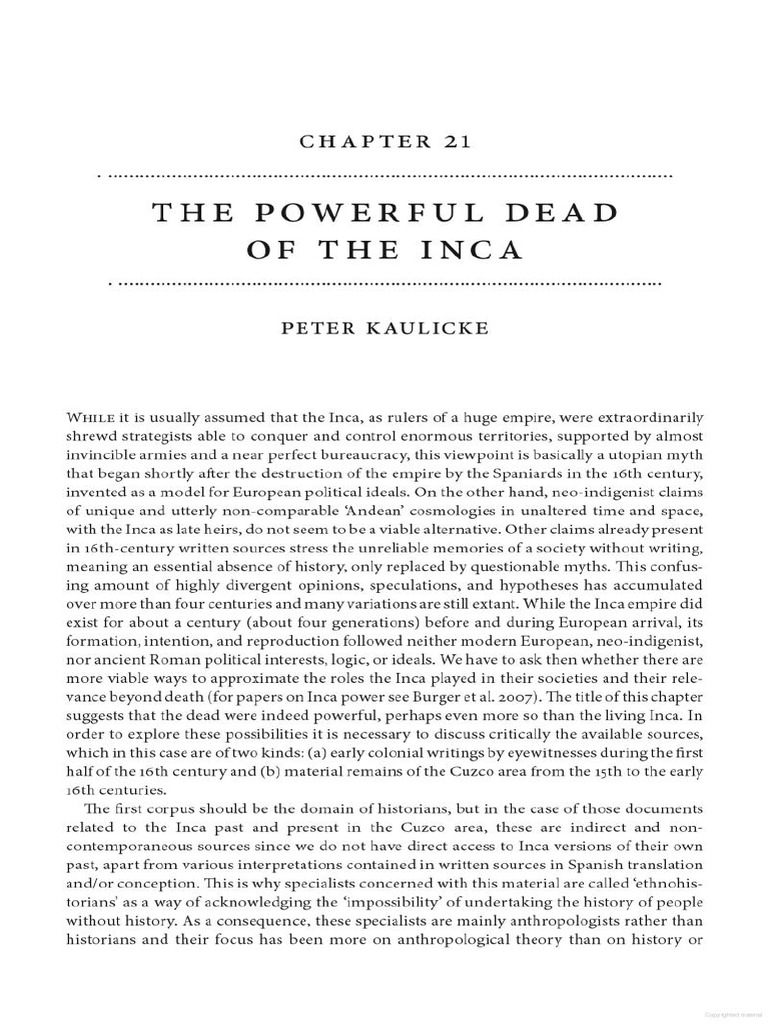 Kaulicke, P. The Powerful Dead of The Inca. 2013 | PDF