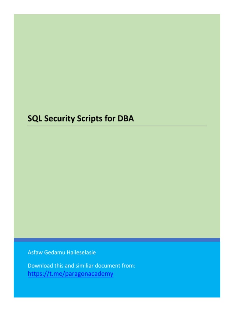 Advanced SQL Scripts To Assure The Utmost DB Security | PDF | Databases | Information Technology ...