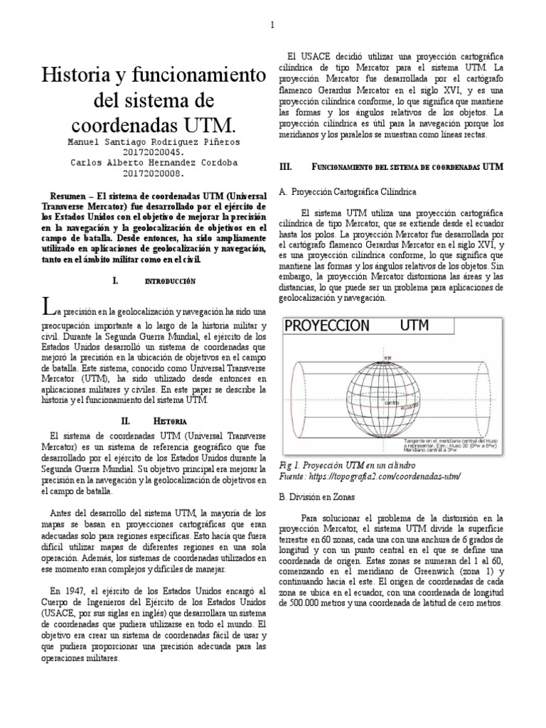 Historia y Funcionamiento Del Sistema de Coordenadas UTM | PDF ...