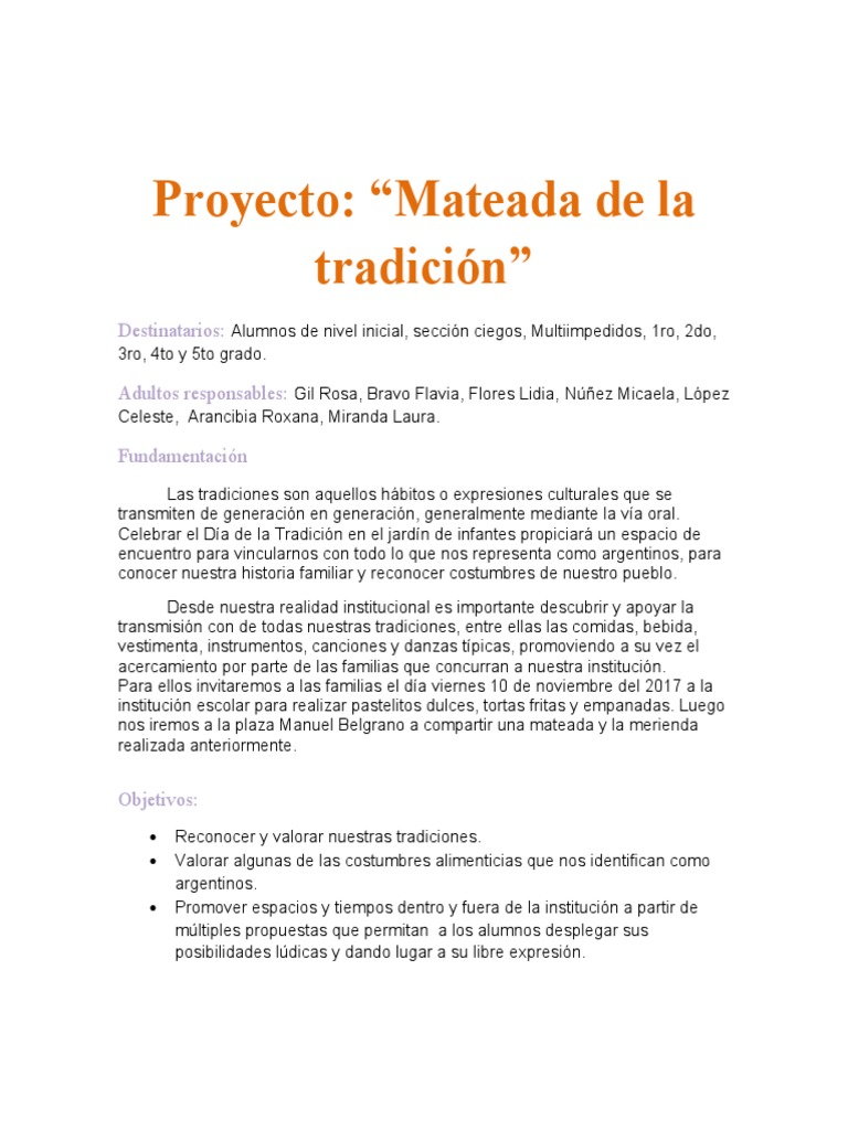 Proyecto Dia de La Tradicion | PDF