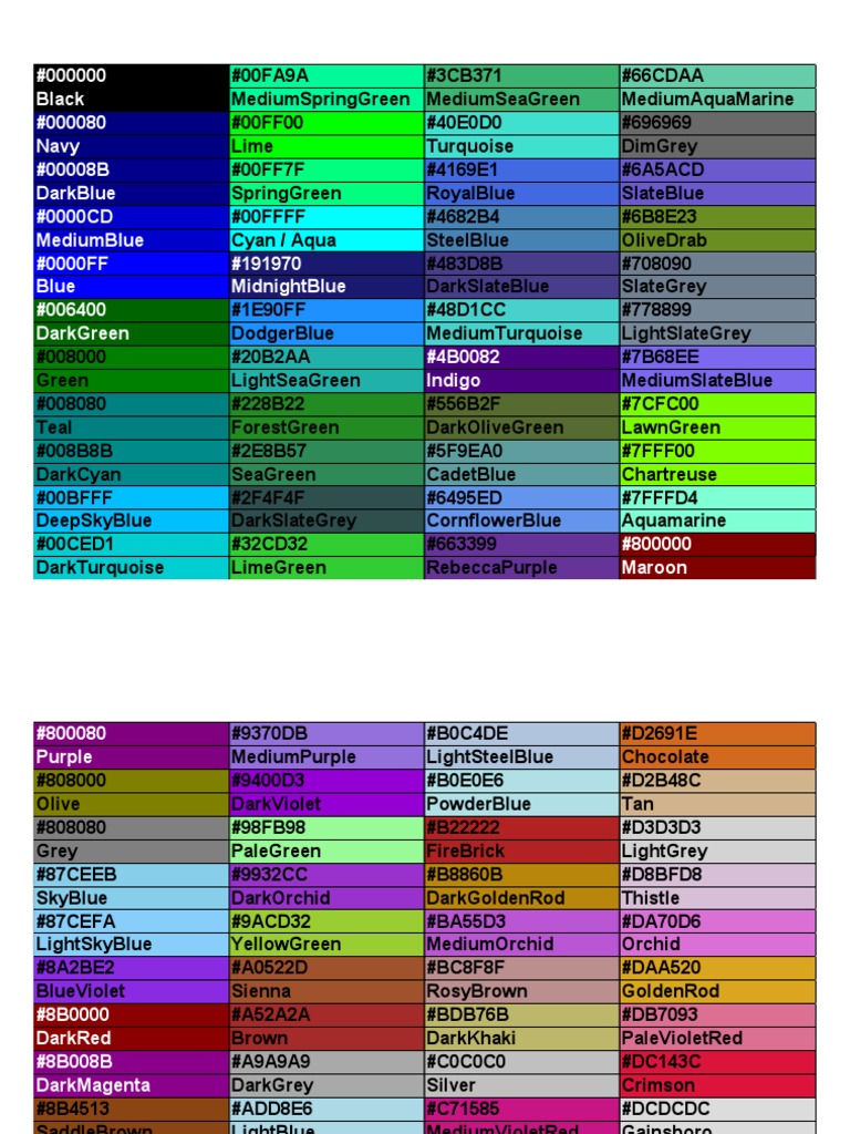 HTML Color Shades | PDF | Chess Theory | Vision