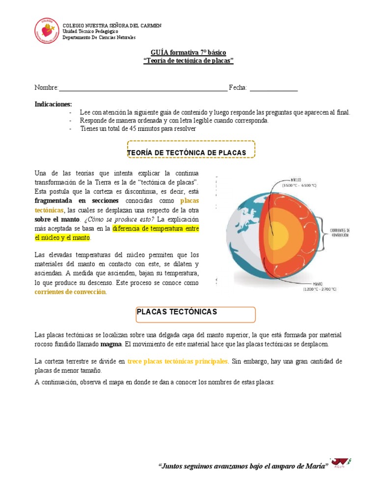 Guía de Tectónica de Placas 7° Básico | PDF | Temblores | Tsunami