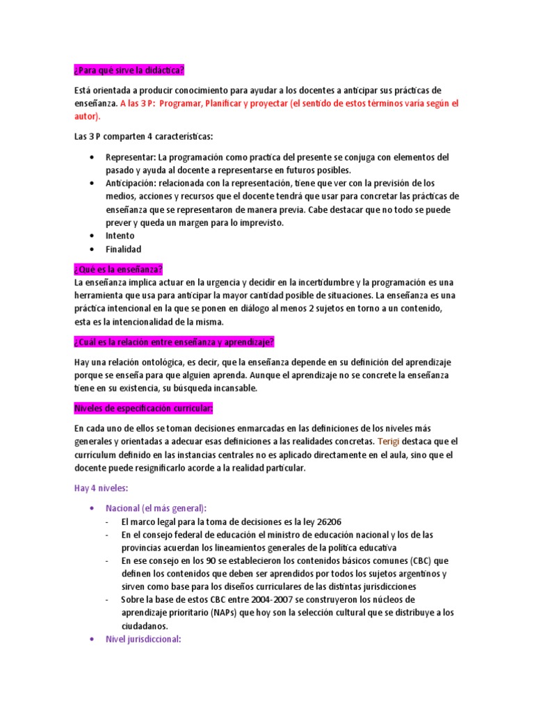 Resumen Picco | PDF | Enseñando | Plan de estudios