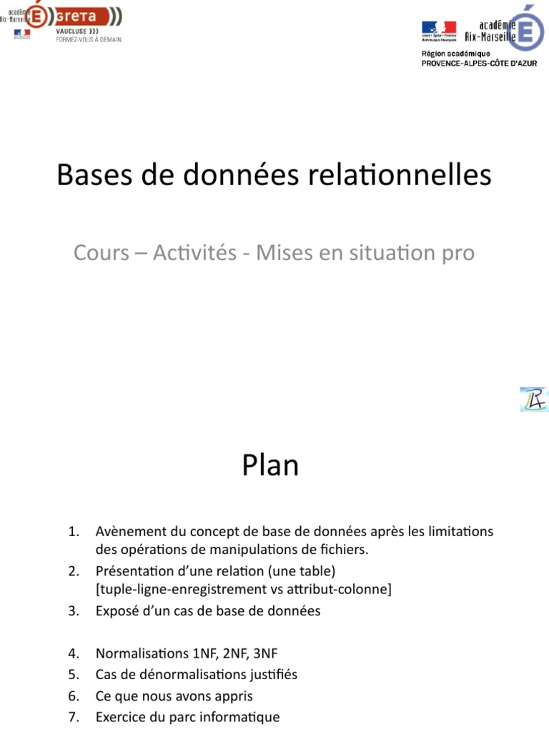 Bases de Donnéesv6 - 2019 | PDF | Base de données relationnelle | Bases de données