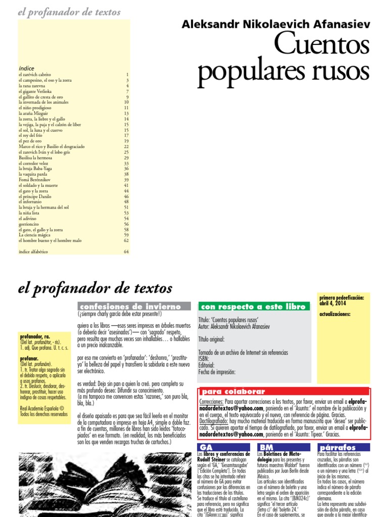15-07 - Afanasiev, Aleksandr Nikolaevich - Cuentos Populares Rusos | PDF