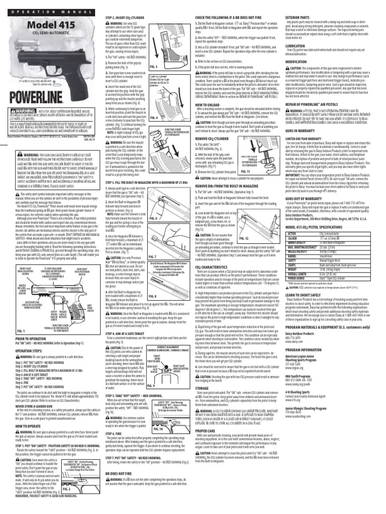 Daisy Powerline 415 Co2 BB Pistol Owners Manual | Download Free PDF | Gun Barrel | Gun