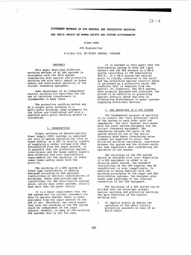 IEEE UPS Neutral & Earthing | PDF | Fuse (Electrical) | Transformer