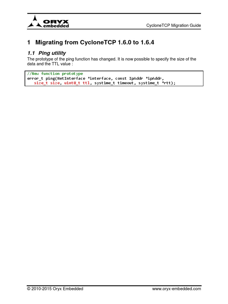 CycloneTCP Migration Guide | PDF | Network Architecture | Network Protocols