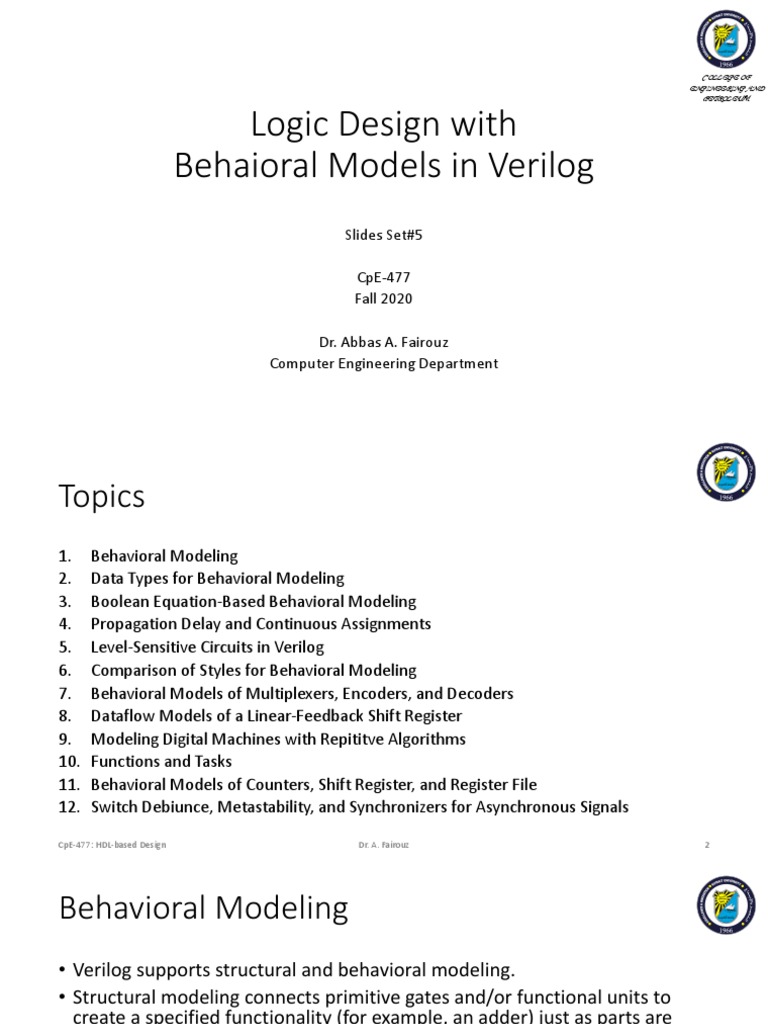 05 Behavioral Verilog | PDF | Logic Gate | Logic Synthesis