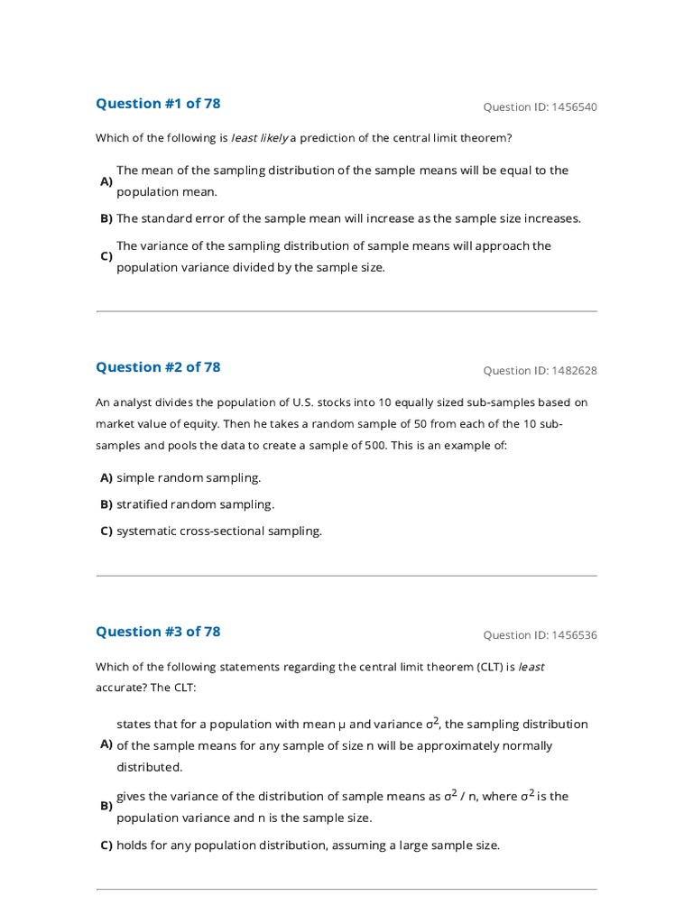 Reading 5 Sampling and Estimation | PDF | Standard Error | Sample Size Determination