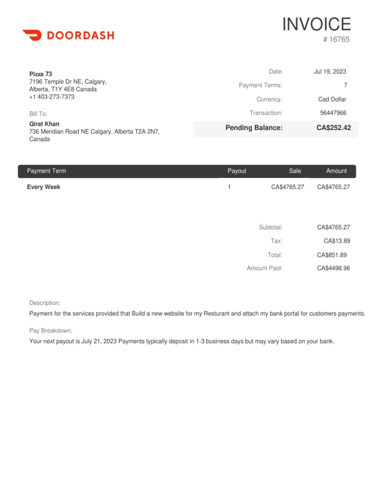 Payment Invoice | PDF