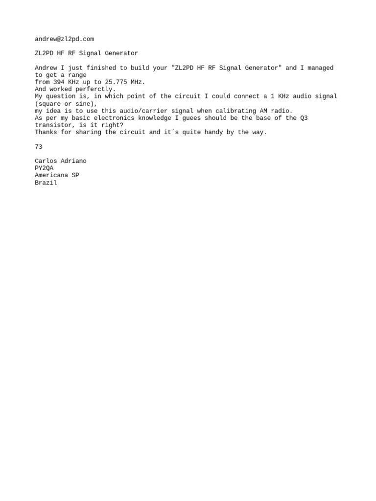 ZL2PD Signal Generator Query | PDF
