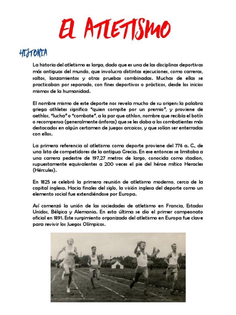 Historia Del Atletismo | PDF | Deporte del atletismo | Juegos olímpicos