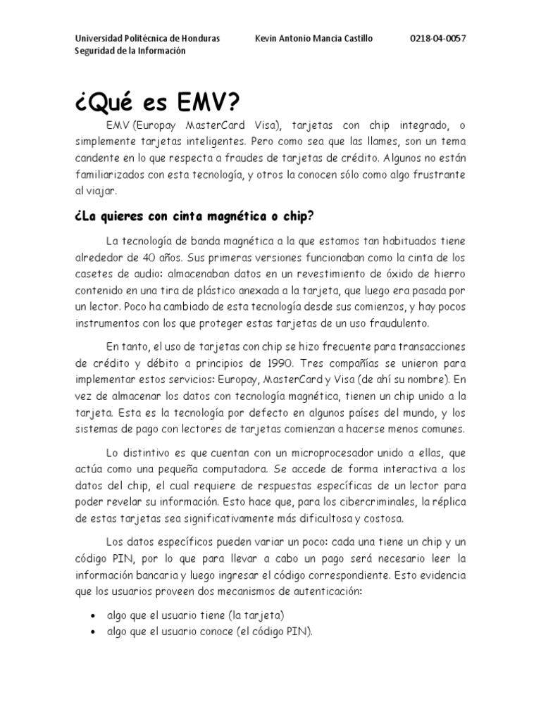 Qué Es EMV | PDF | Emv | Tarjeta de crédito