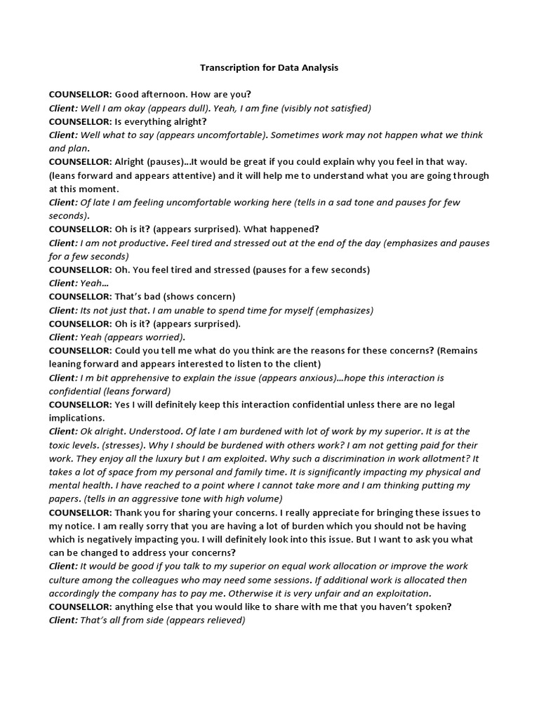 Transcription For Data Analysis | PDF | Self-Improvement