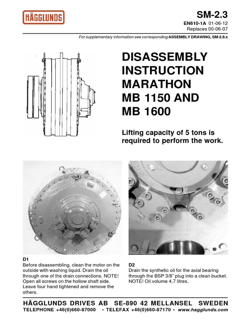 Hägglunds MB 1150/1600 Disassembly Guide | PDF | Piston | Screw
