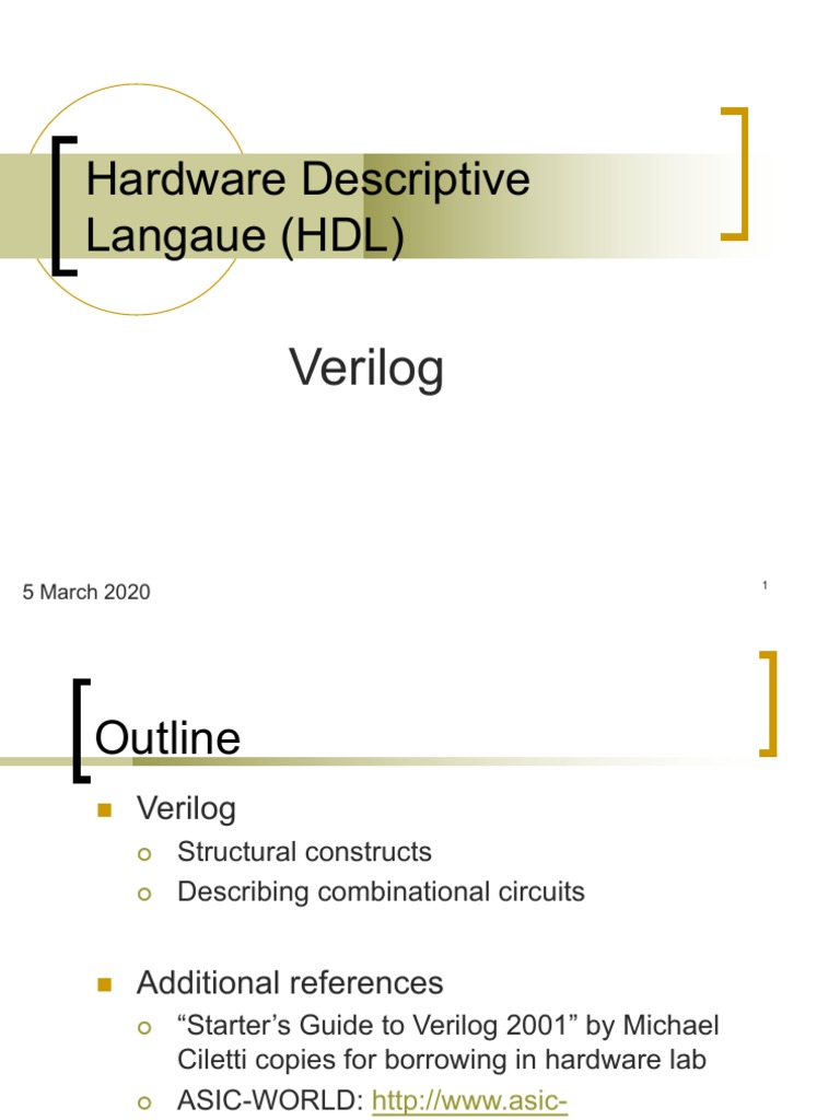 Verilog Intro Pdf Hardware Description Language Logic Synthesis