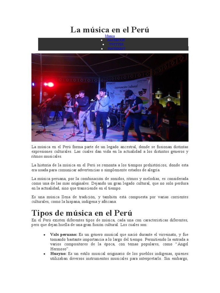 La música en el Perú | PDF | Perú | Instrumentos musicales