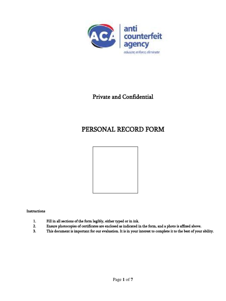 ACA Employment Application Form | PDF | Employment | Identity Document