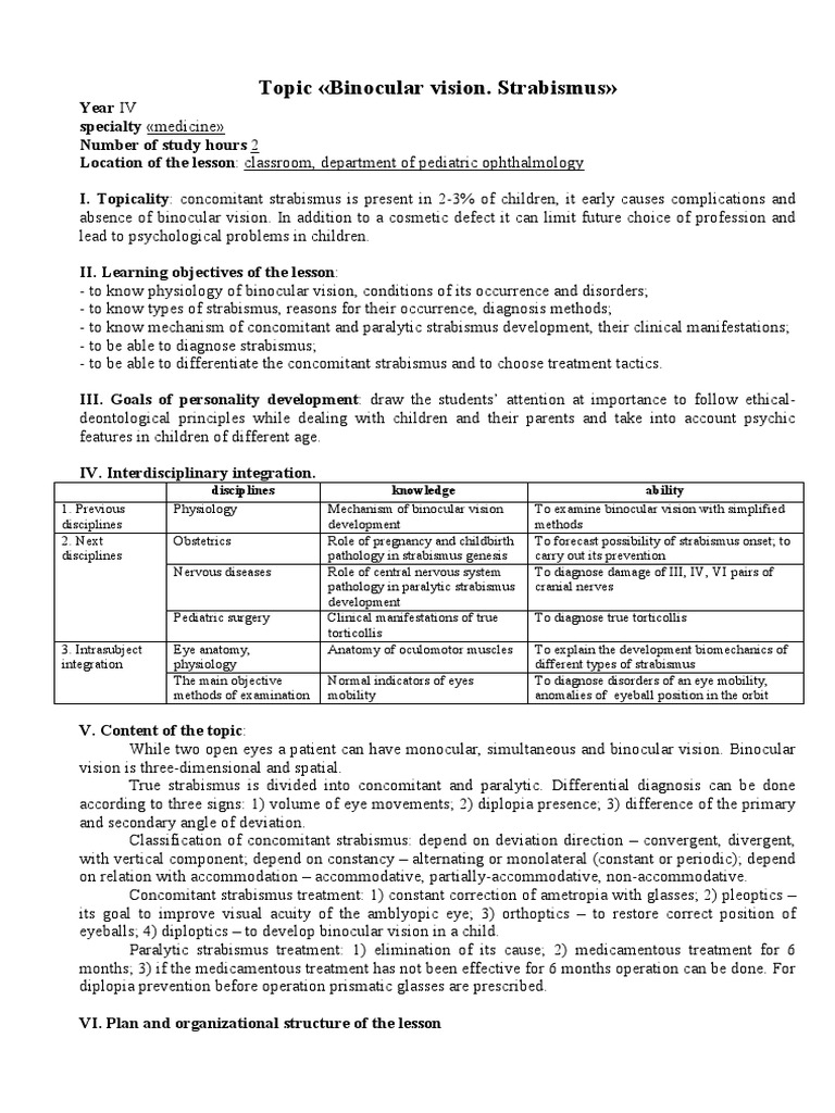 Strabismus | PDF | Visual System | Human Eye