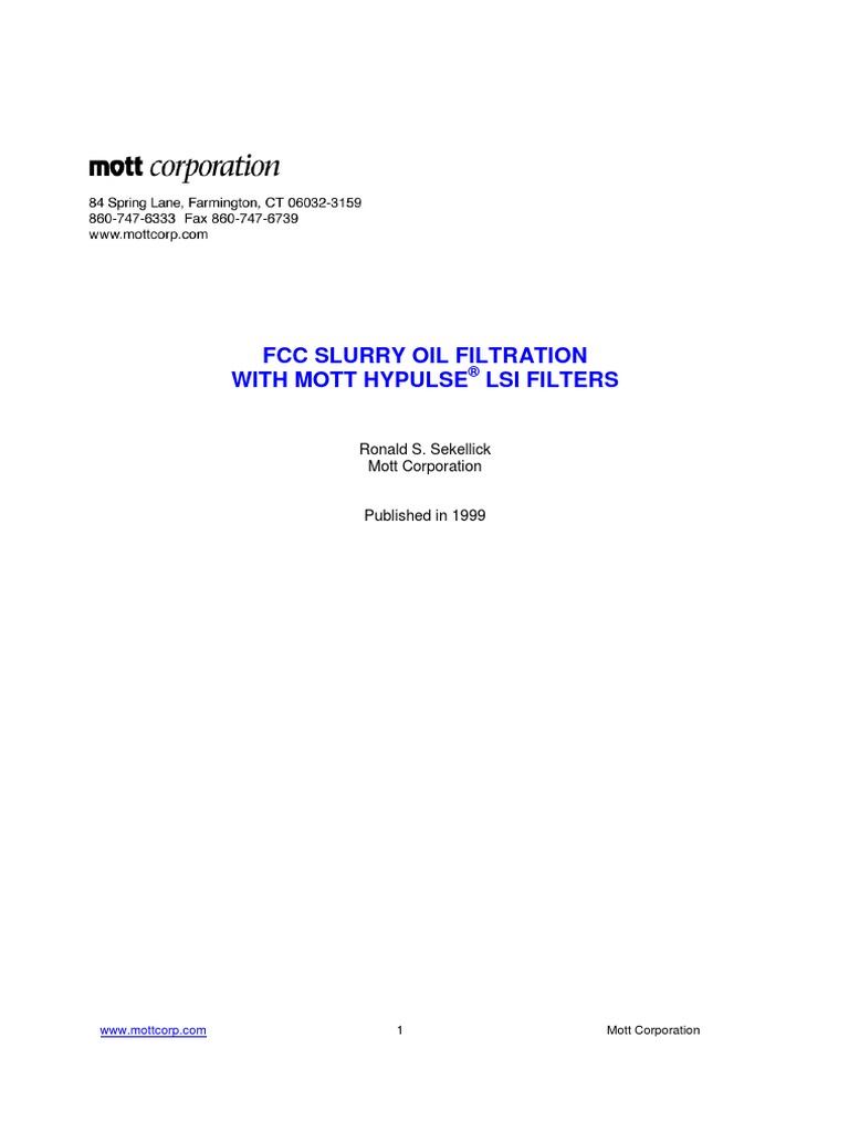 FCC Slurry Oil Filtration With Mott HyPulse LSI Filters | PDF ...
