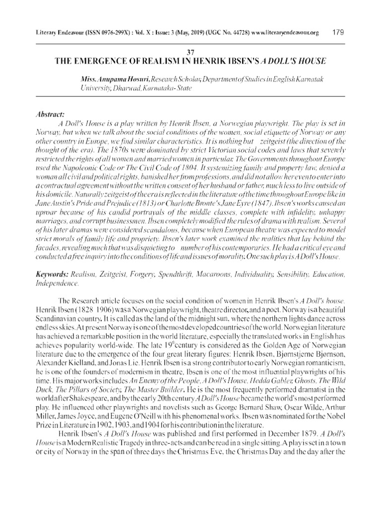 2019-05 37 The Emergence of Realism in Henrik Ibsen's A Doll'SHouse ...