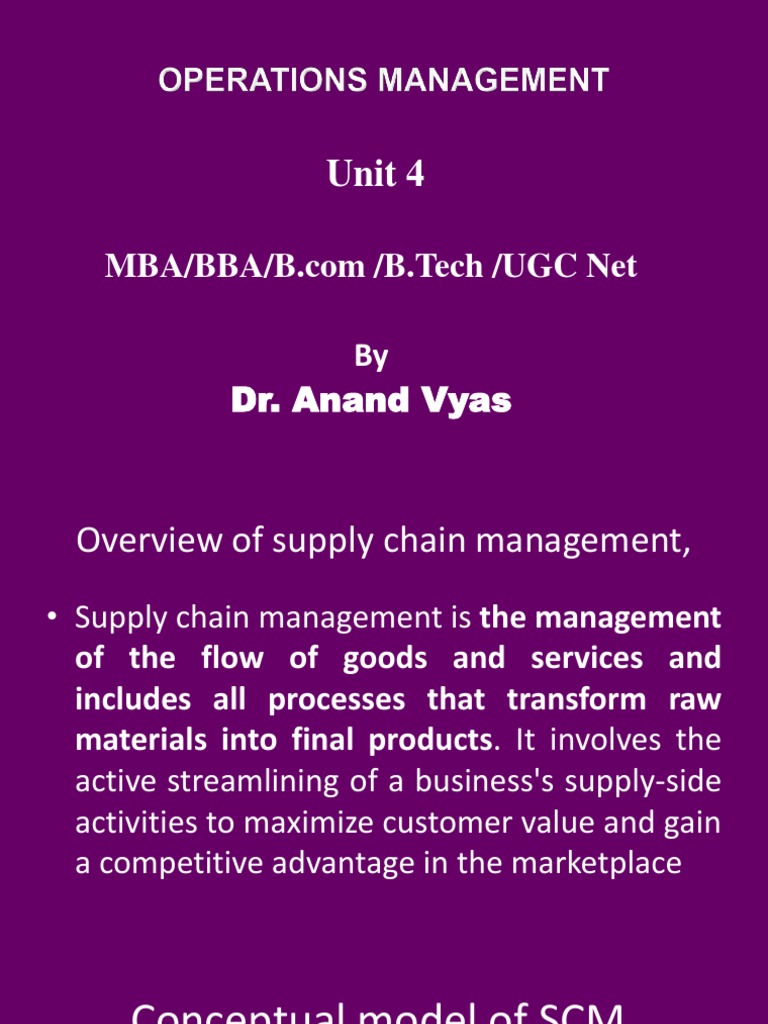 Unit 4 OM | PDF | Supply Chain Management | Lean Manufacturing