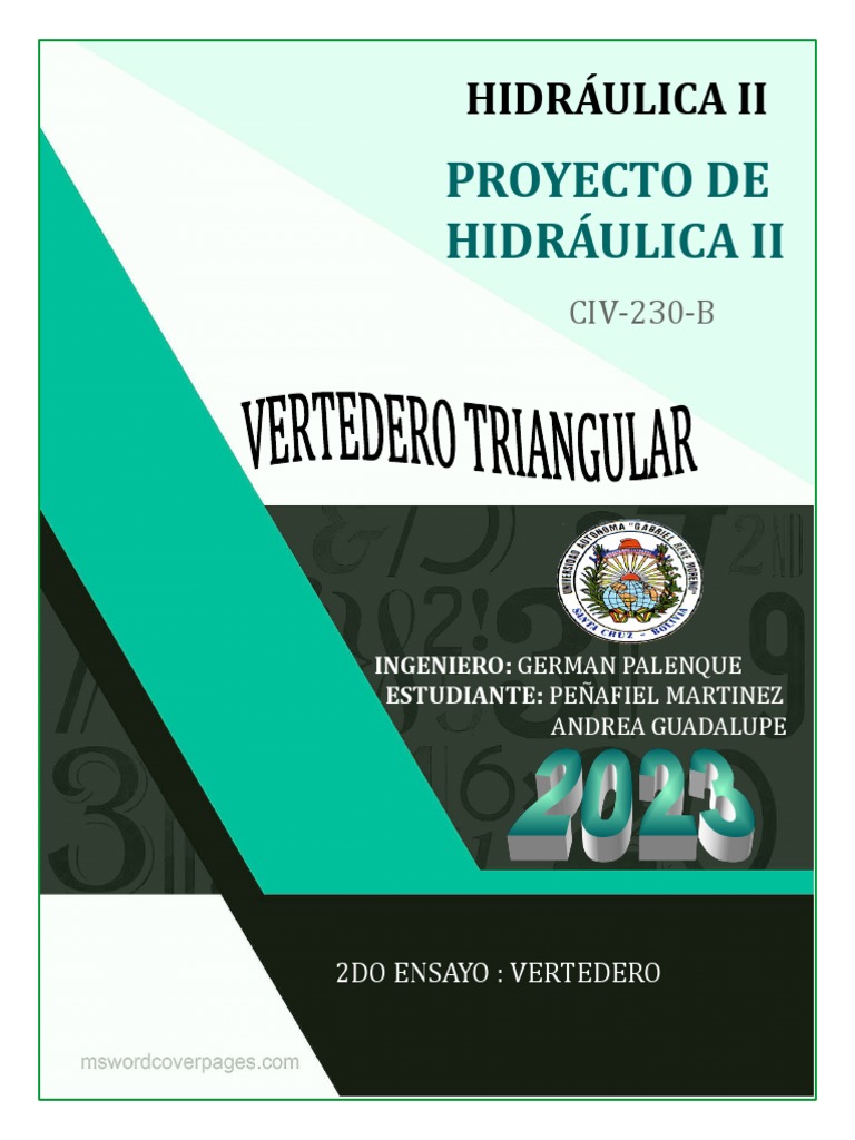 Ensayo sobre Vertedero Triangular en Hidráulica | PDF | Triángulo ...