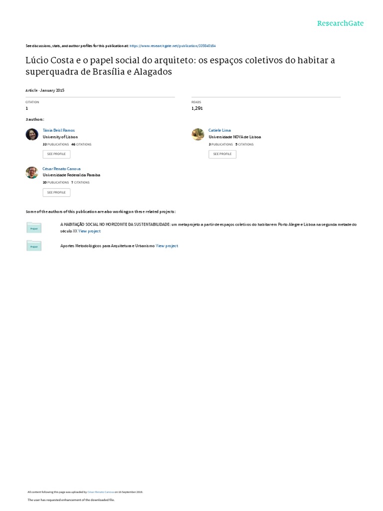 2._Lcio_Costa_e_o_papel_social | PDF | Sociologia | Urbanismo