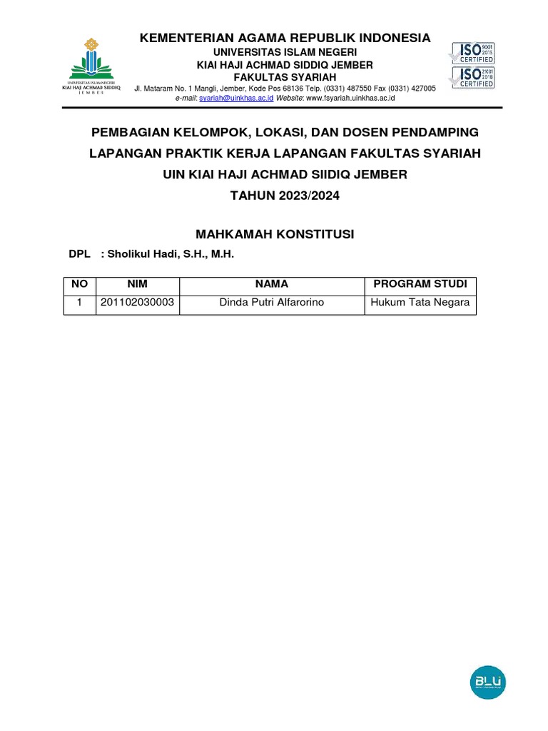 Pembagian Kelompok PKL 2023 | PDF