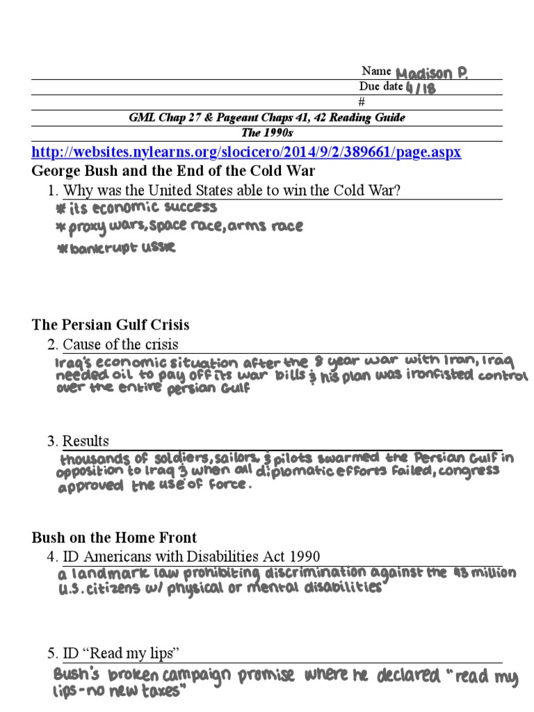 APUSH CRG 1990s Chap 28 | PDF | American Government | Bill Clinton