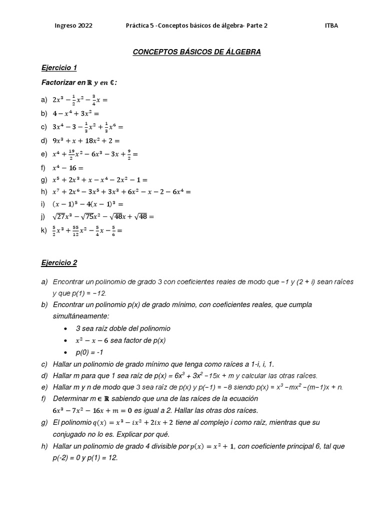 P5 -Conceptos Básicos de Álgebra- Parte 2 | PDF | Factorización | Conceptos matemáticos