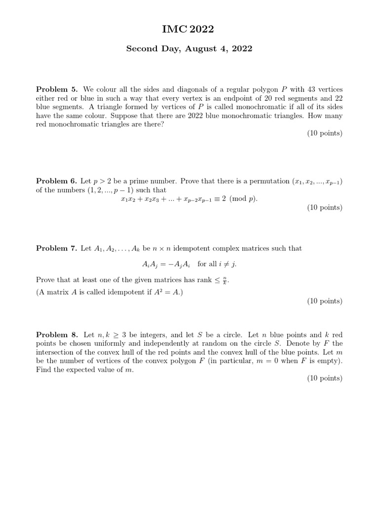 Imc 2022 Day 2 Questions | PDF
