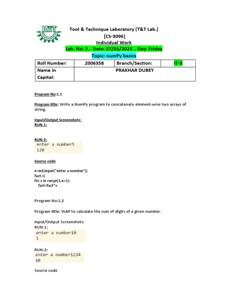 Lab 2 | PDF | Numbers | Arithmetic