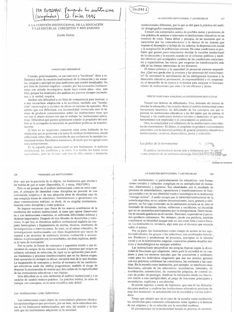 2.5 Lucía Garay - La Cuestión Institucional de La Educación y Las ...